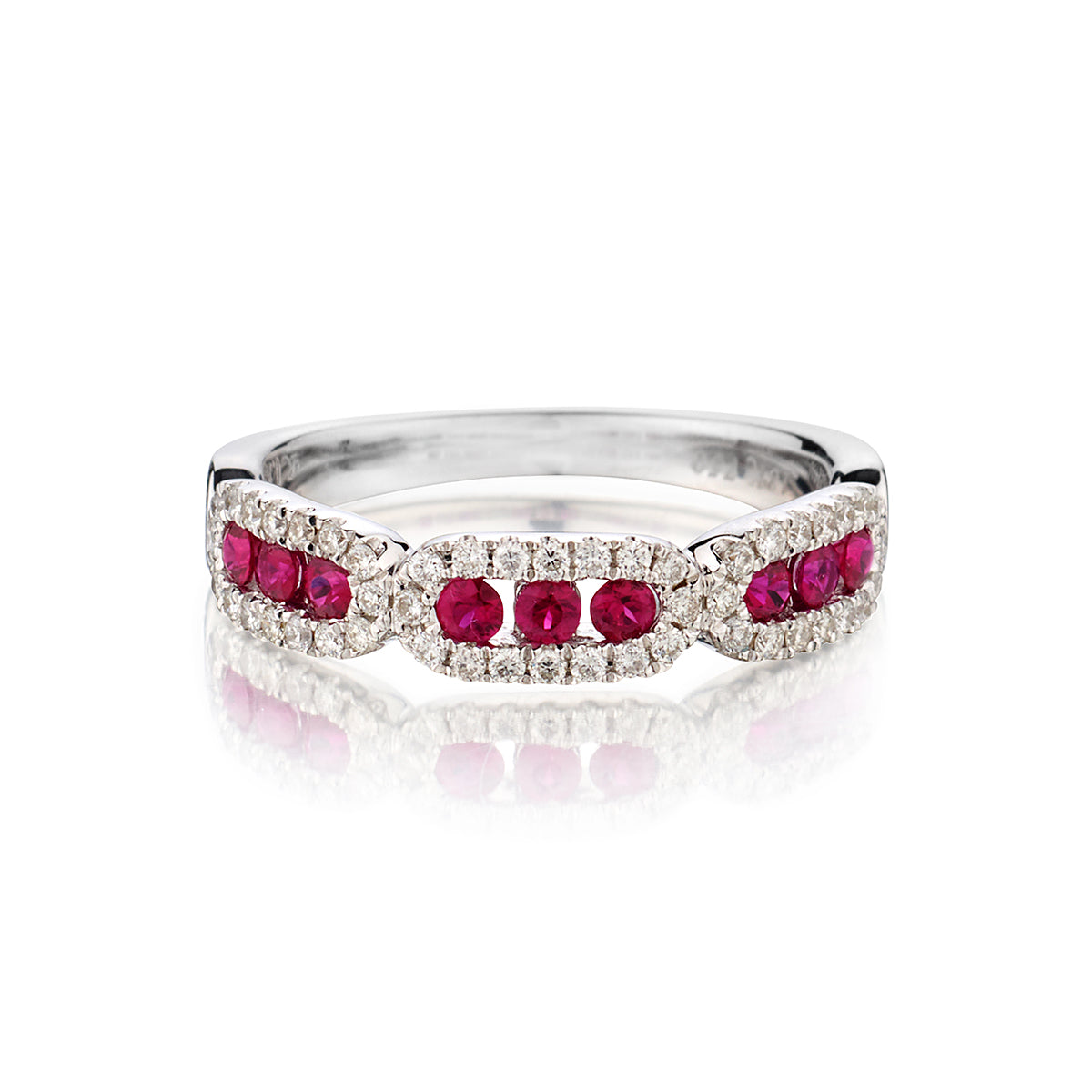 18kt White gold Ruby and Diamond Band Ring – Van Rijk