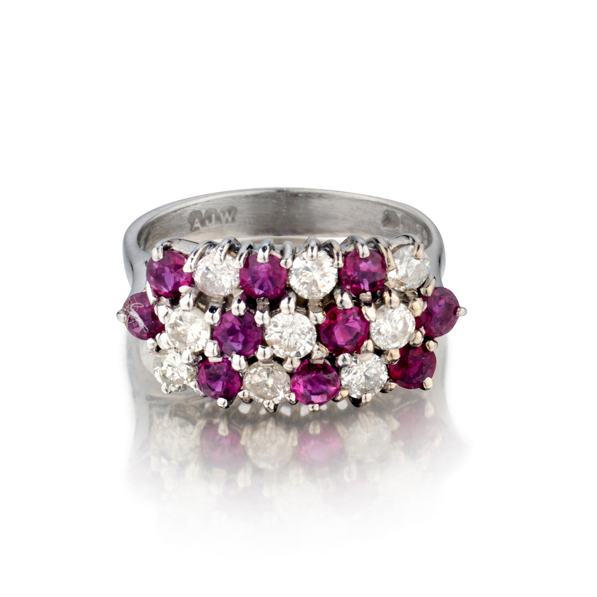 18kt White Gold Ruby & Diamond Ring. English Markings. – Van Rijk