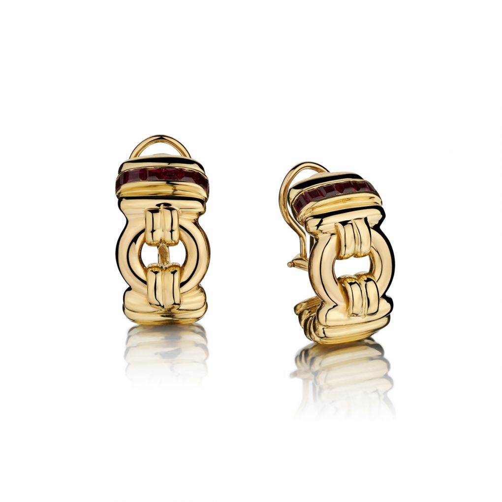 Ladies Ruby Hoop earings in 18kt yellow gold. – Van Rijk