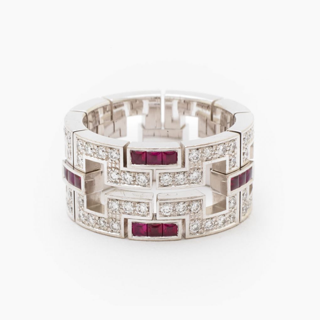 Cartier Diamond & Ruby 'Le Baiser du Dragon' White Gold Ring – Van Rijk