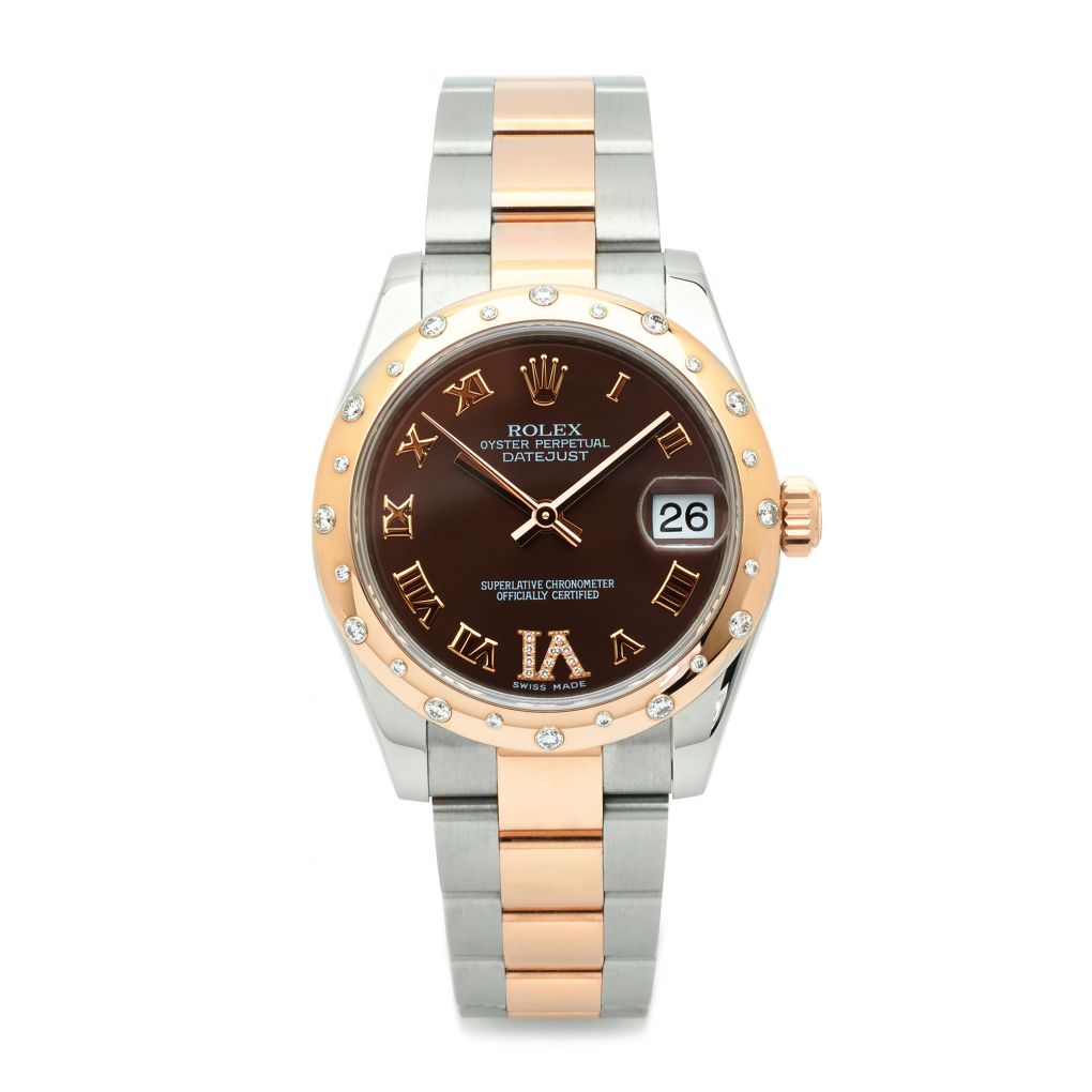 Rolex Mid-Size Everose Gold, Steel & Diamond Datejust Watch – Van Rijk