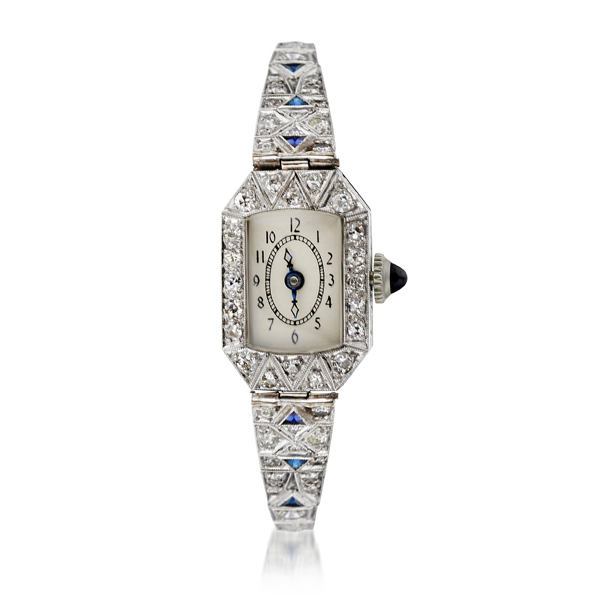 Ladies Vintage Platinum Diamond and Blue Sapphire Watch. Circa 1930's ...