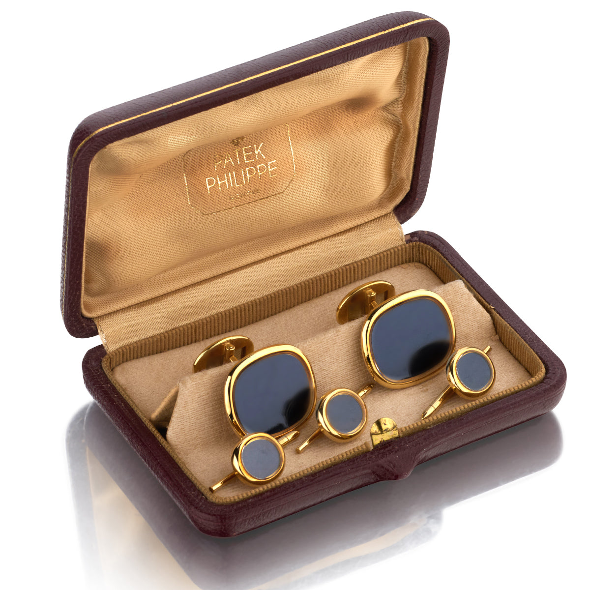 Patek Philippe Ellipse Jumbo Cufflinks and Button Holders. 18kt Yellow ...