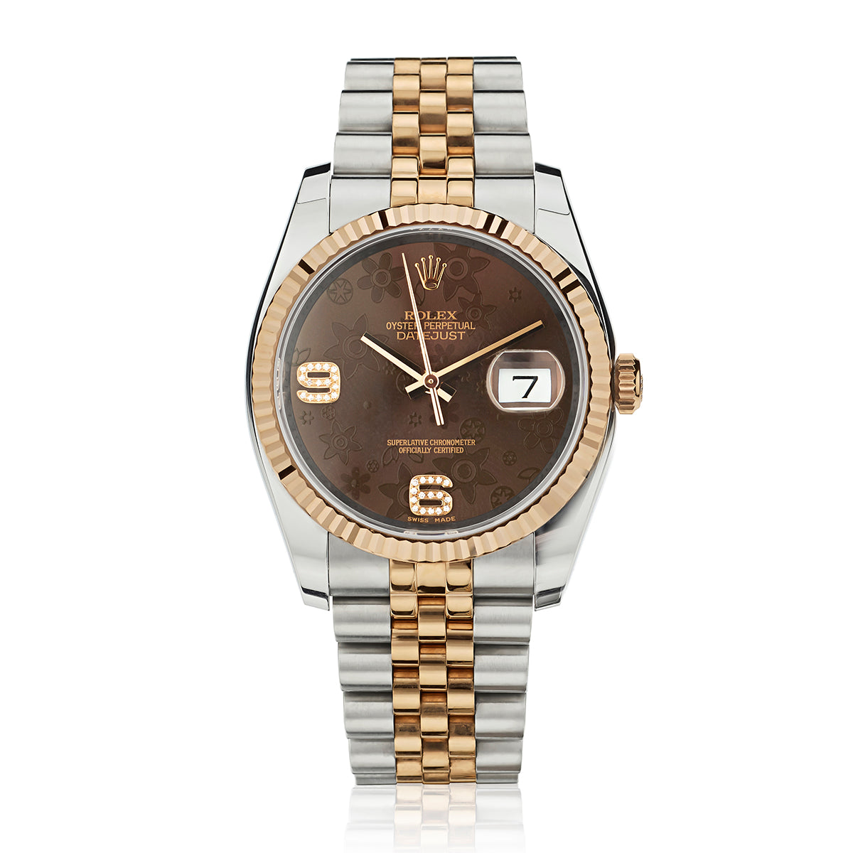 Rolex Oyster Perpetual Datejust Bronze Floral Motif 2-Tone Watch – Van Rijk