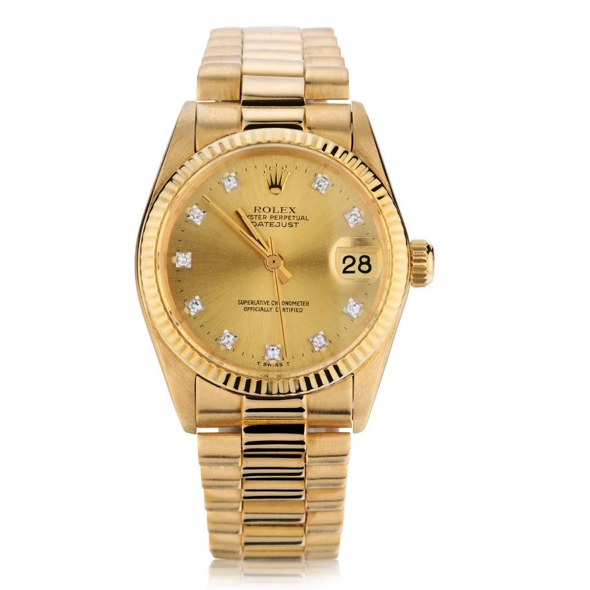 Rolex Datejust in 18kt Yellow Gold with factory Diamond Dial. Ref: 682 ...