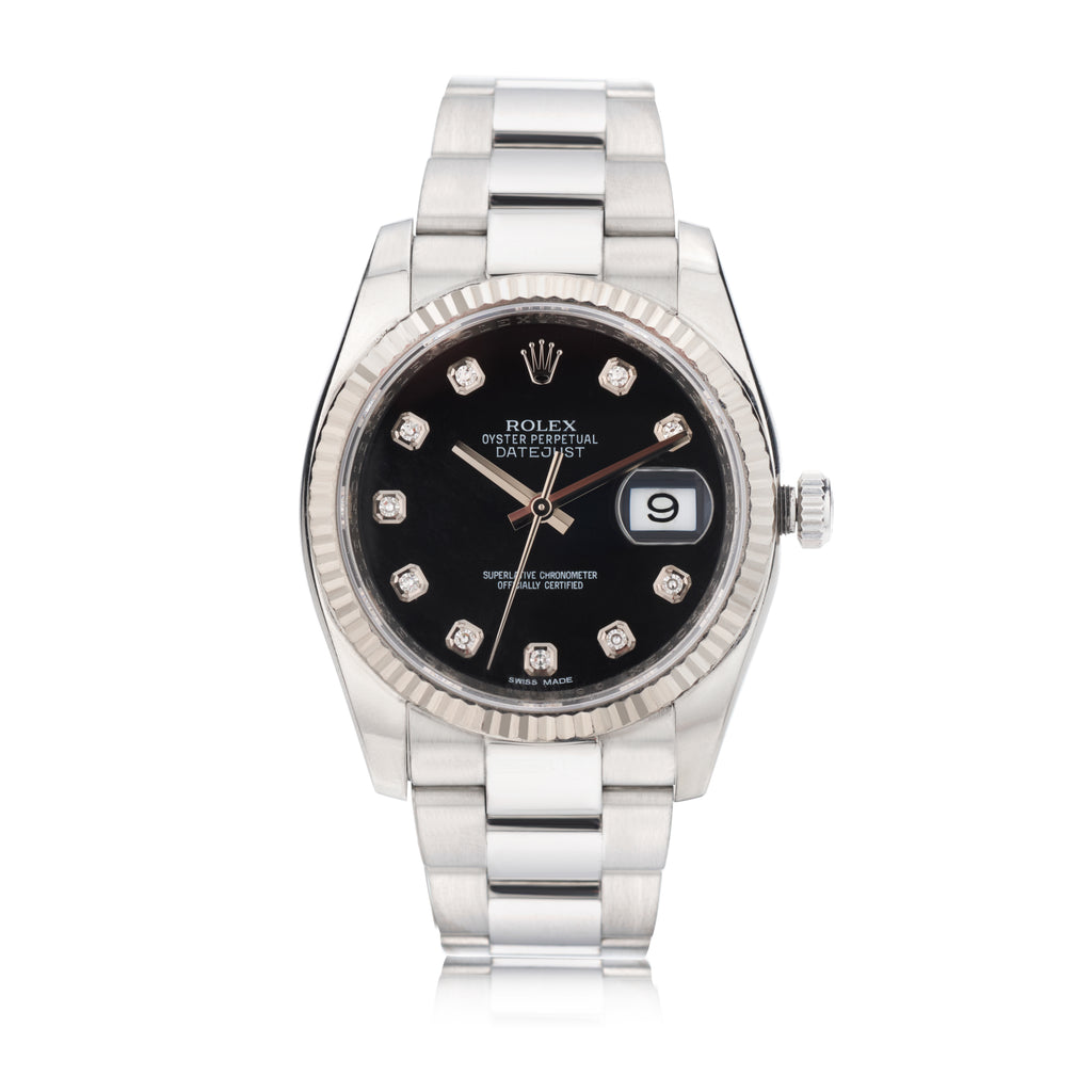 Rolex Oyster Perpetual Datejust Black Diamond Dial Watch – Van Rijk