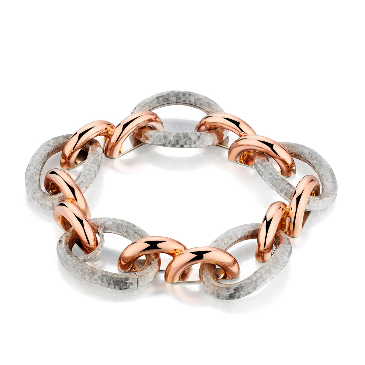 18kt White and Rose Gold Bracelet. Weight: 40 Grams.Made in Italy ...