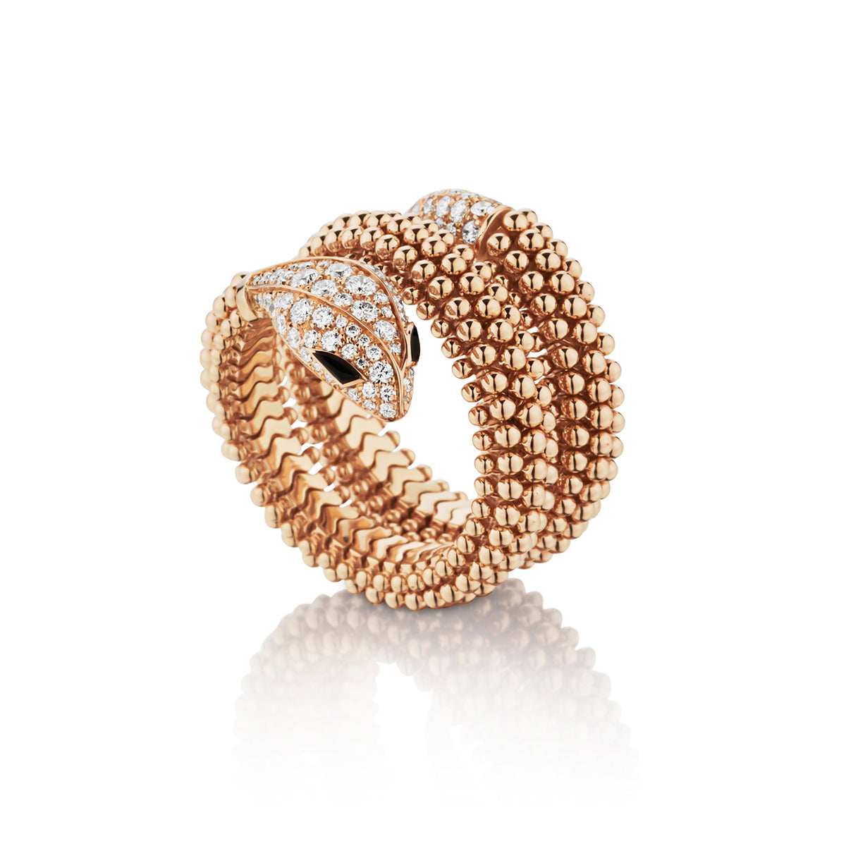 Bvlgari Iconic 18kt Rose Gold Serpentini Diamond Ring. Ref: 358655 ...