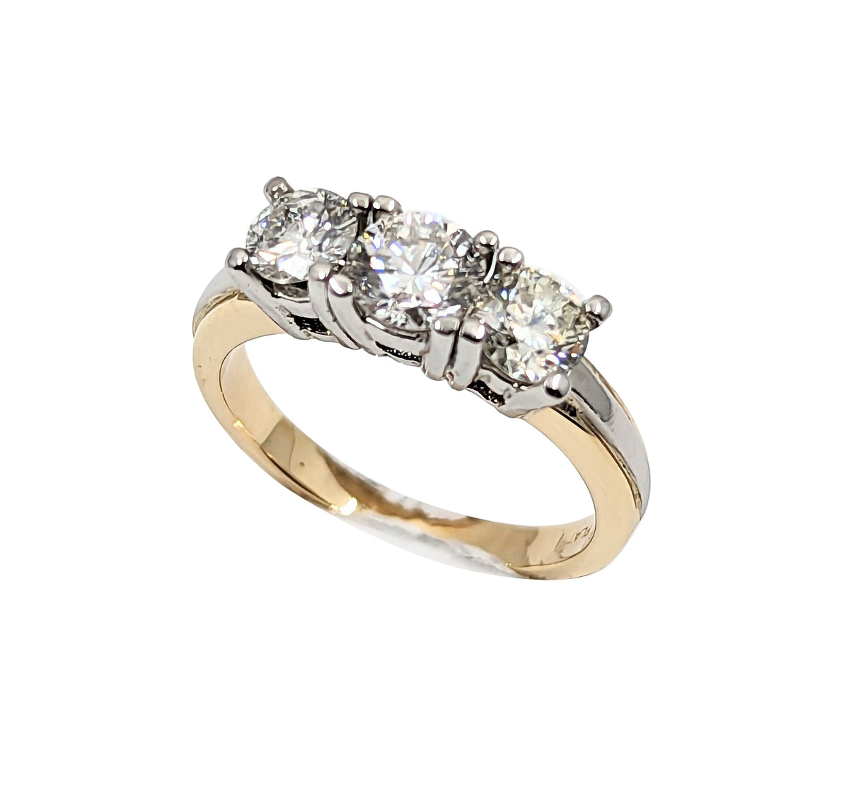 Platinum and 18kt Yellow Gold Diamond Trinity Ring – Van Rijk