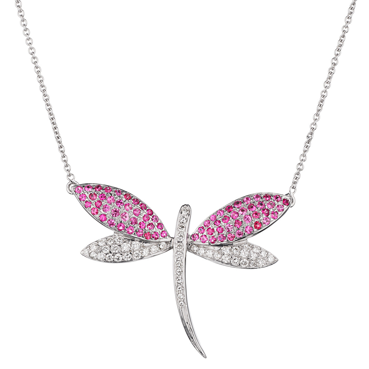 18kt White Gold Pink Sapphire and Diamond Dragonfly – Van Rijk