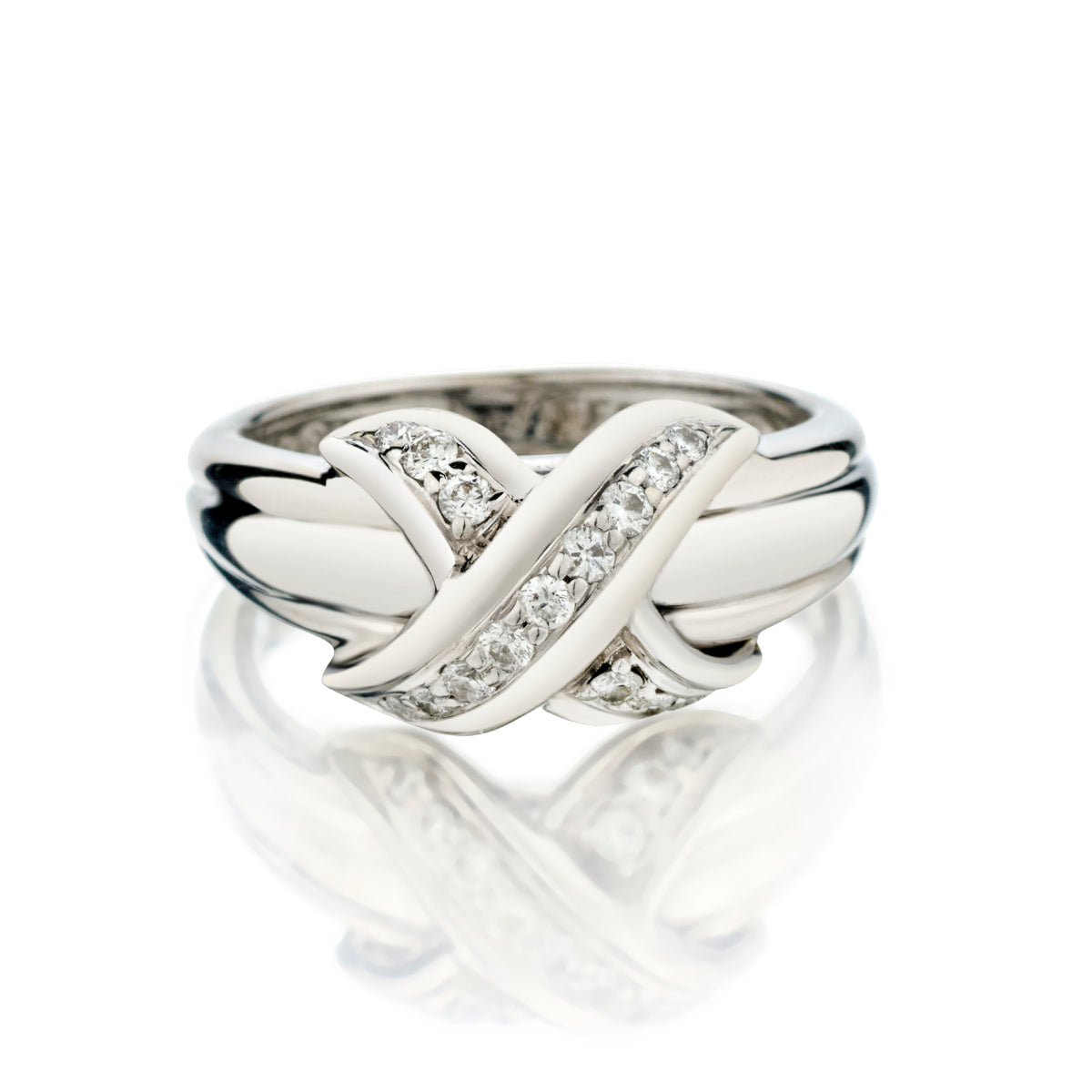 Tiffany & Co Schlumberger "X" Diamond Ring. 18kt White Gold – Van Rijk