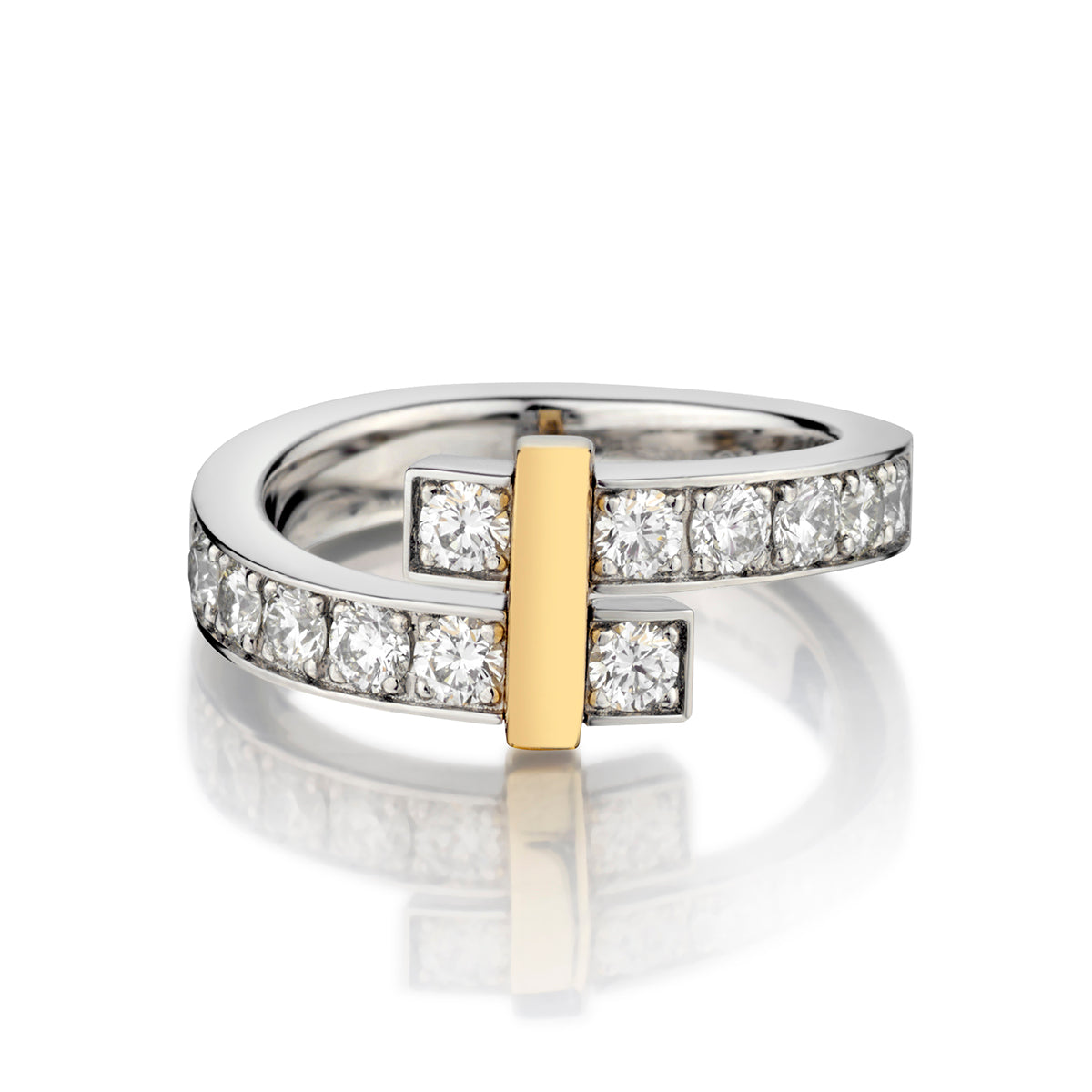 Tiffany & Co Platinum and Gold "Tiffany Edge" Bypass Diamond Ring – Van ...