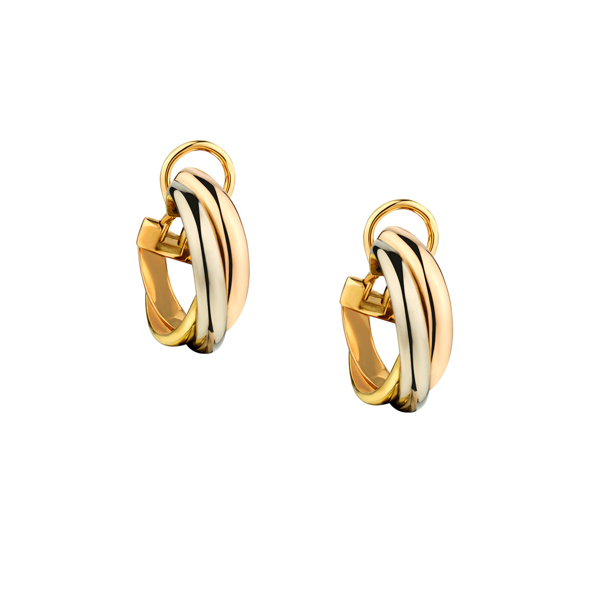 Vintage Cartier Trinity Tri Colour Classic Hoop Earrings. 13.21 Grams ...