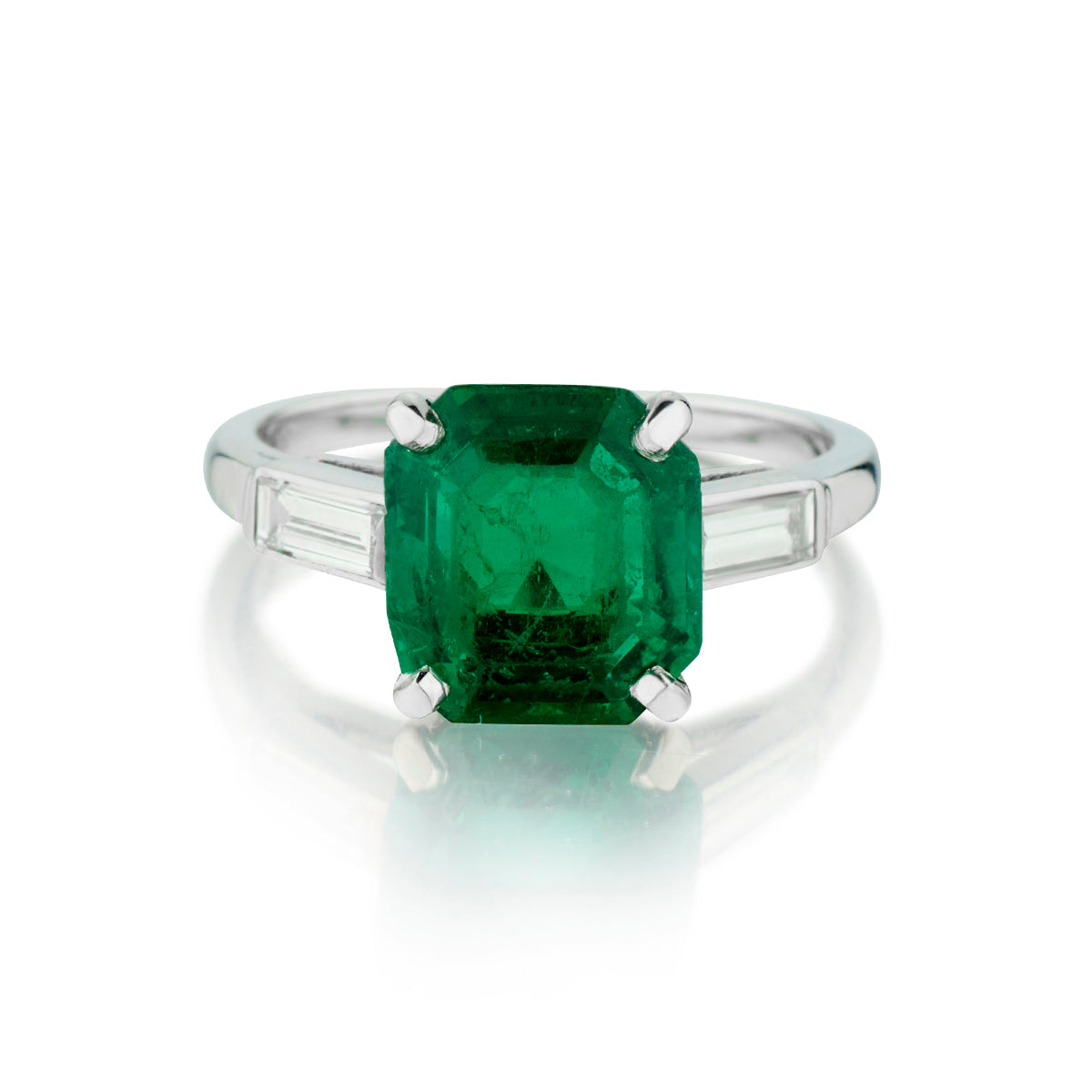 Spectacular Birks Platinum Green Emerald and Diamond Ring – Van Rijk