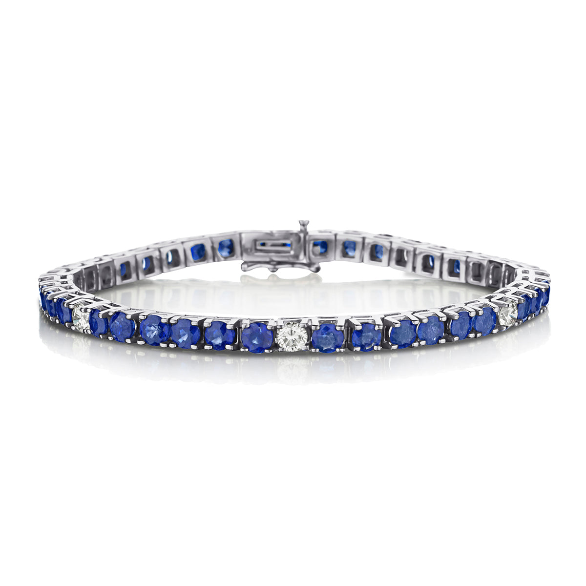 Platinum Blue Sapphire and Diamond Tennis Bracelet. – Van Rijk