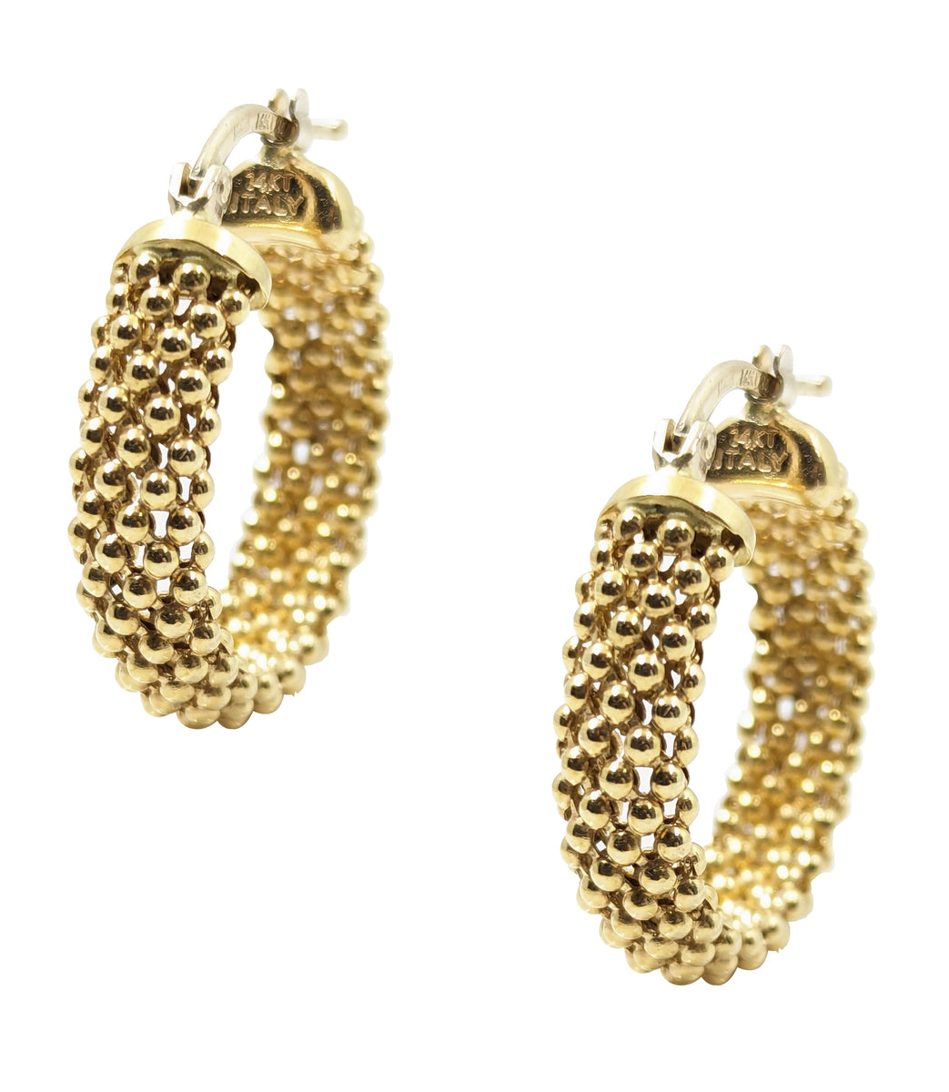 14kt Yellow Gold Mesh Hoop Earrings. 7.15 Grams. – Van Rijk