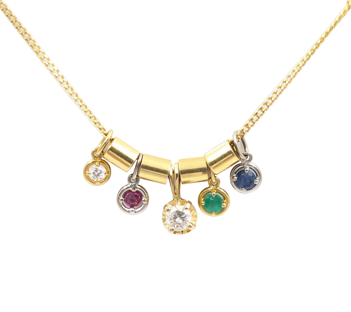 18kt Yellow Gold Multi Precious Stones Necklace. – Van Rijk