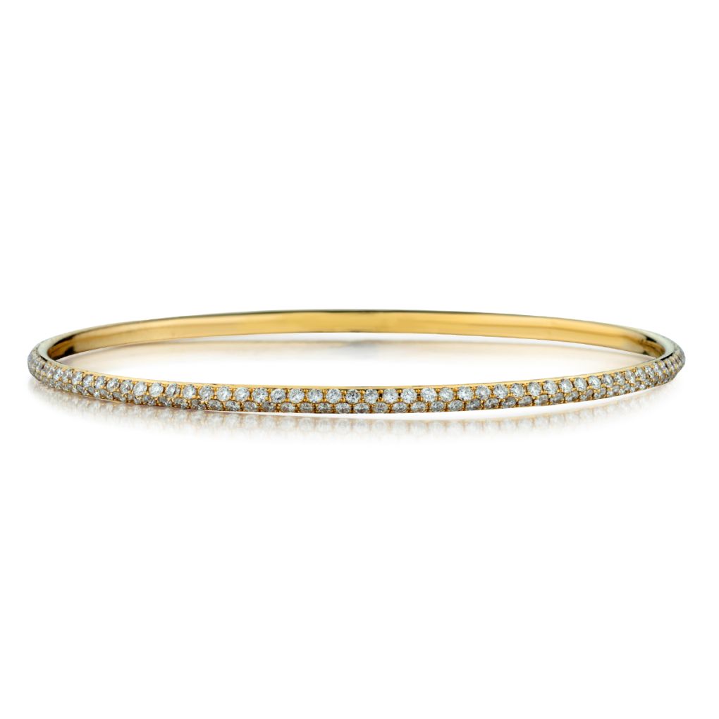 18kt Yellow Gold Diamond Pave Set Bangle. All the way around. 3.50 Ctw ...