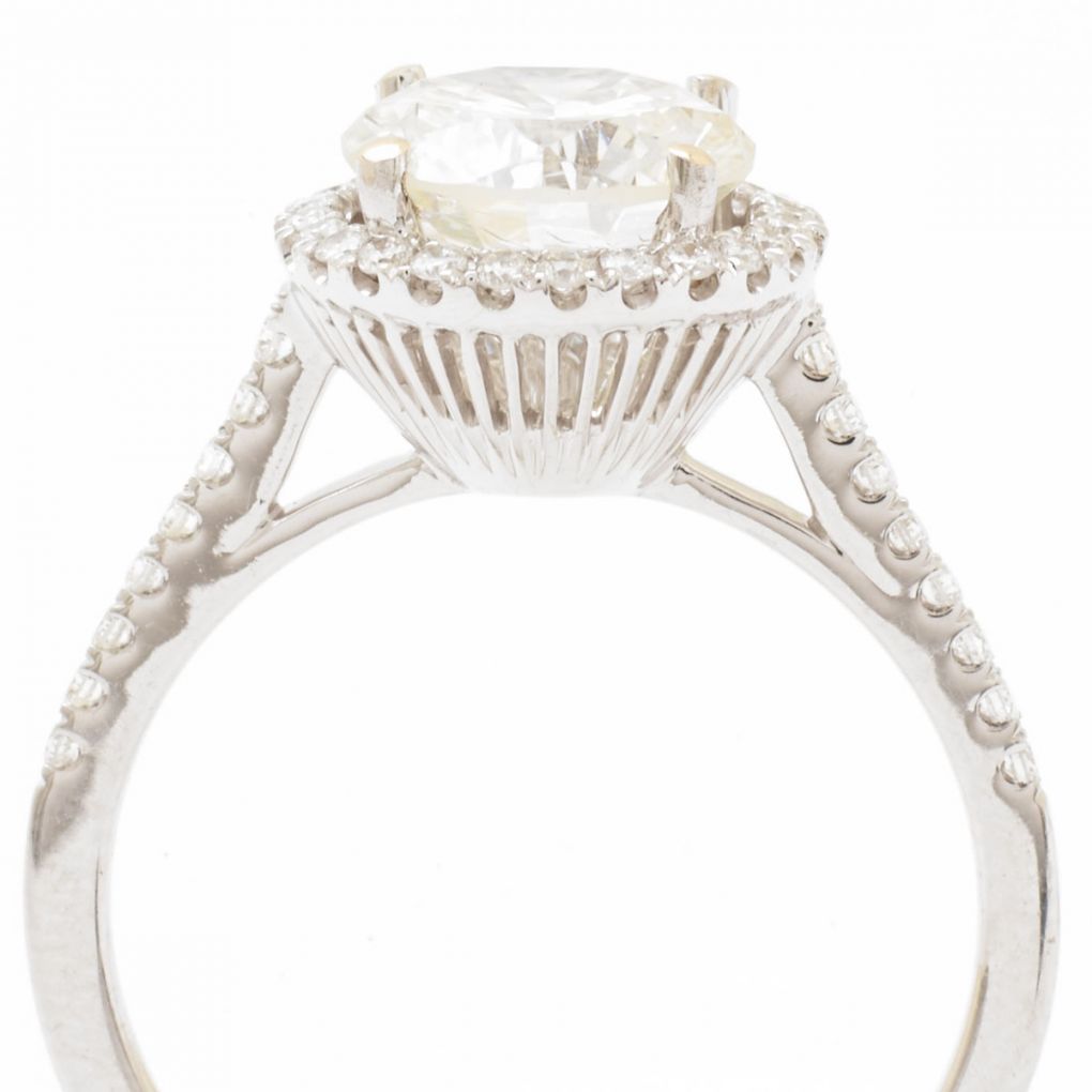 1.96 Carat Round Brilliant Cut Diamond Halo Set Ring – Van Rijk