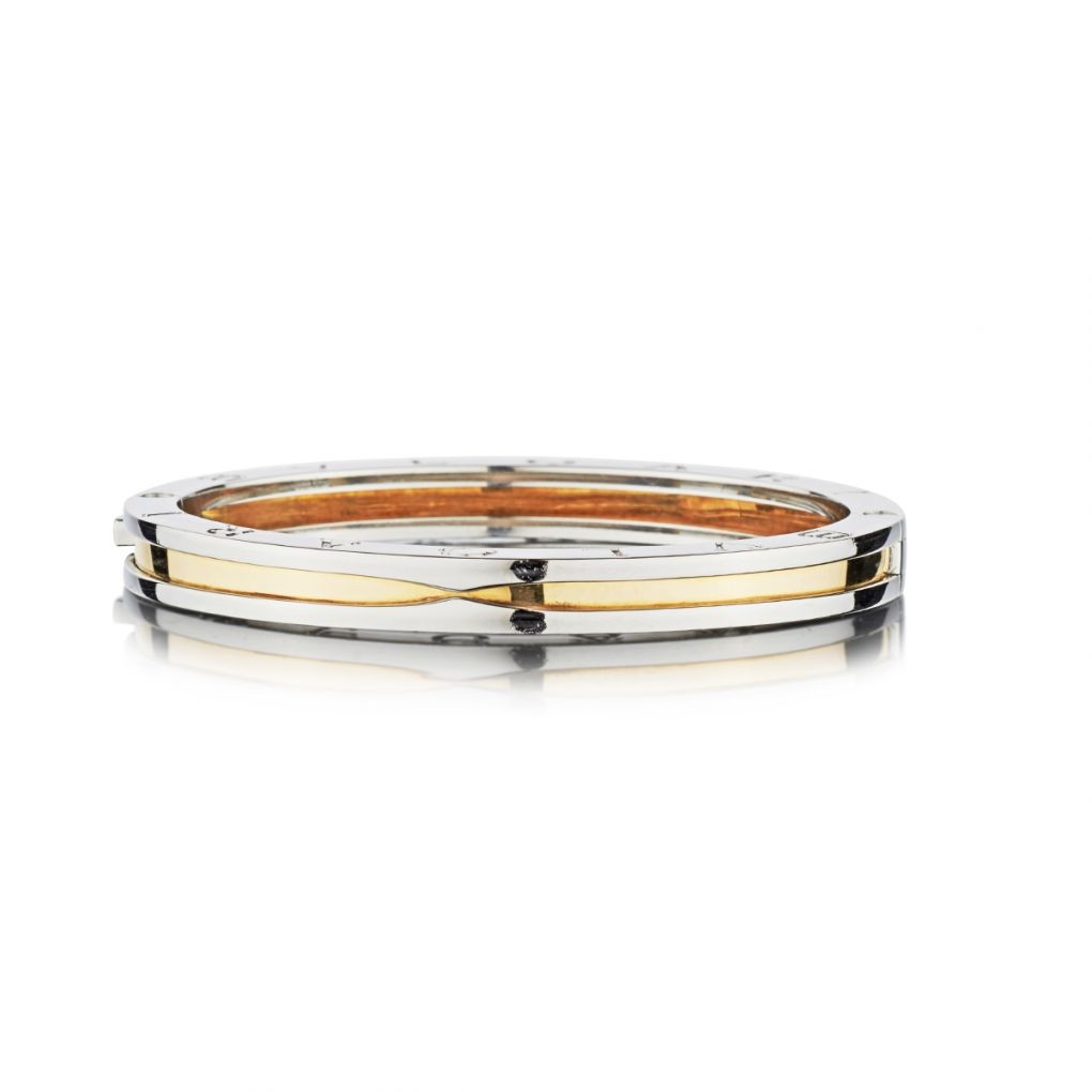 Bvlgari Bzero1 18KT Yellow Gold And Stainless Steel Oval Bangle – Van Rijk