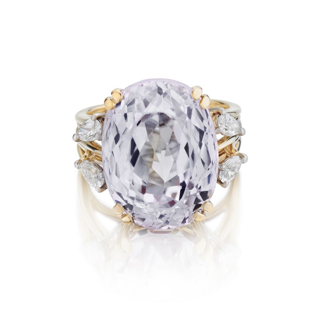 20.00 Carat Kunzite And Diamond Handmade Dress Ring – Van Rijk