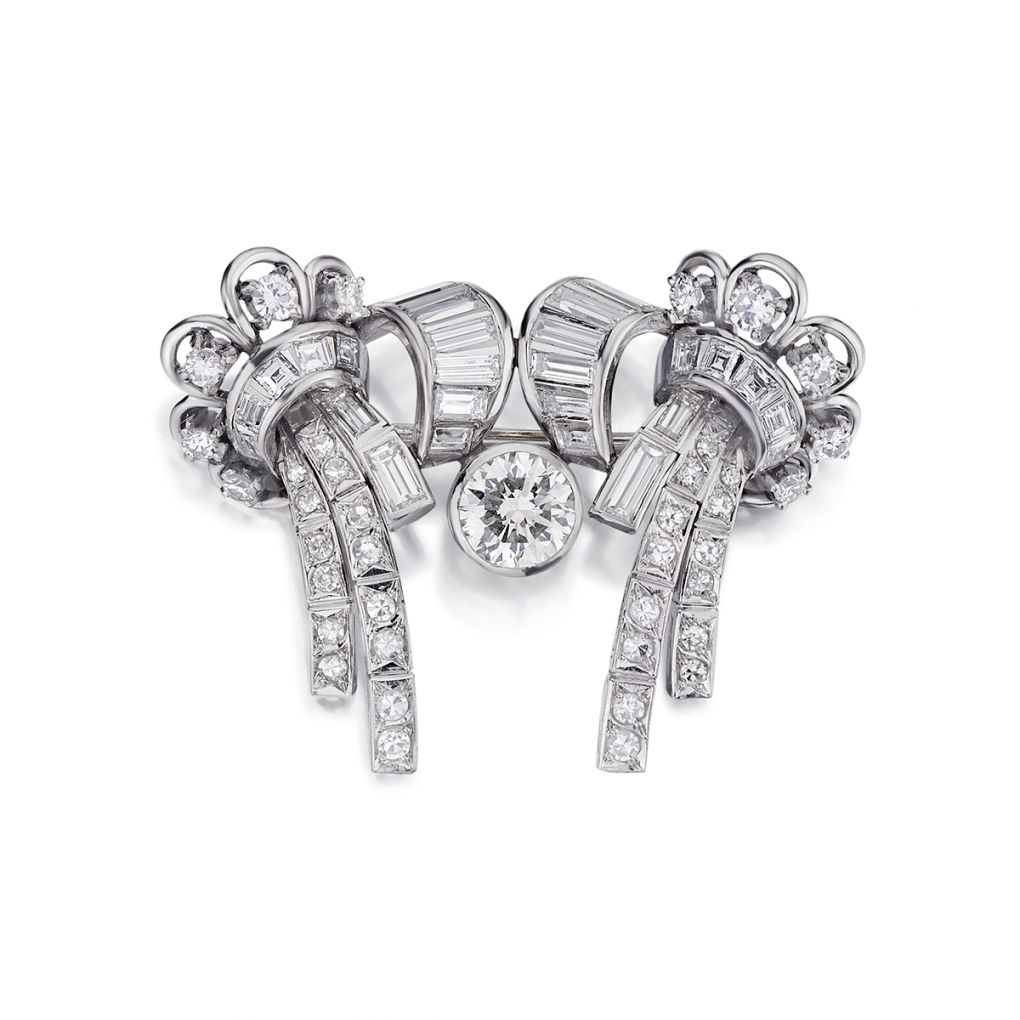 Art-Deco Large Platinum And Diamond Handcrafted Brooch – Van Rijk