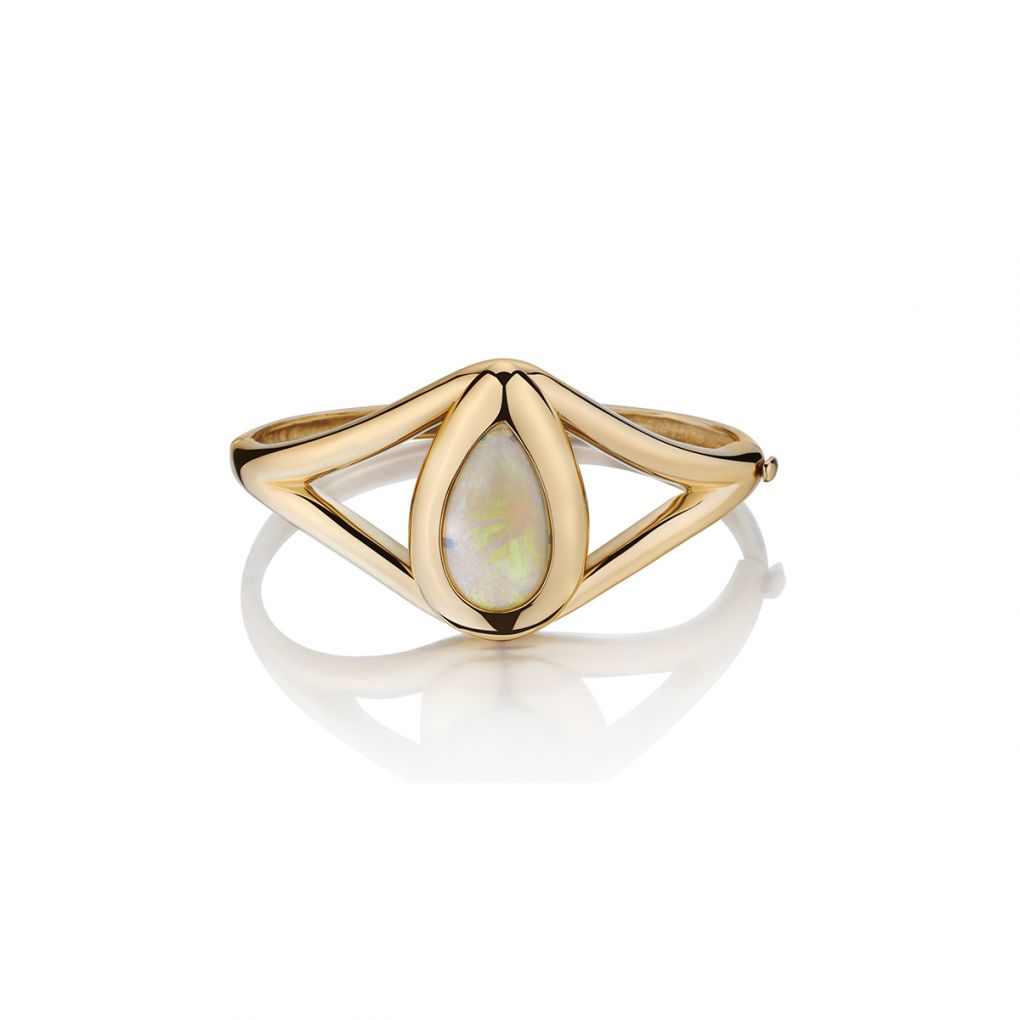 Benny Sung Large Bezel-Set Opal 18KT Yellow Gold Bangle – Van Rijk