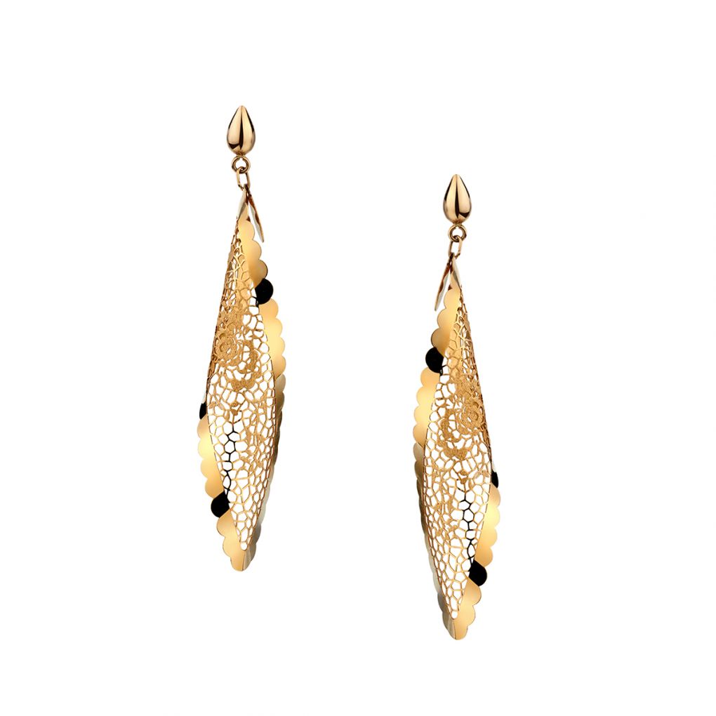 14KT Yellow Gold Italian-Made Neonero Drop Earrings – Van Rijk