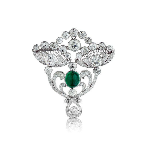 VINTAGE 5.80 CARAT OVAL CABACHON BROOCH WITH DIAMONDS CIRCA 1910 – Van Rijk