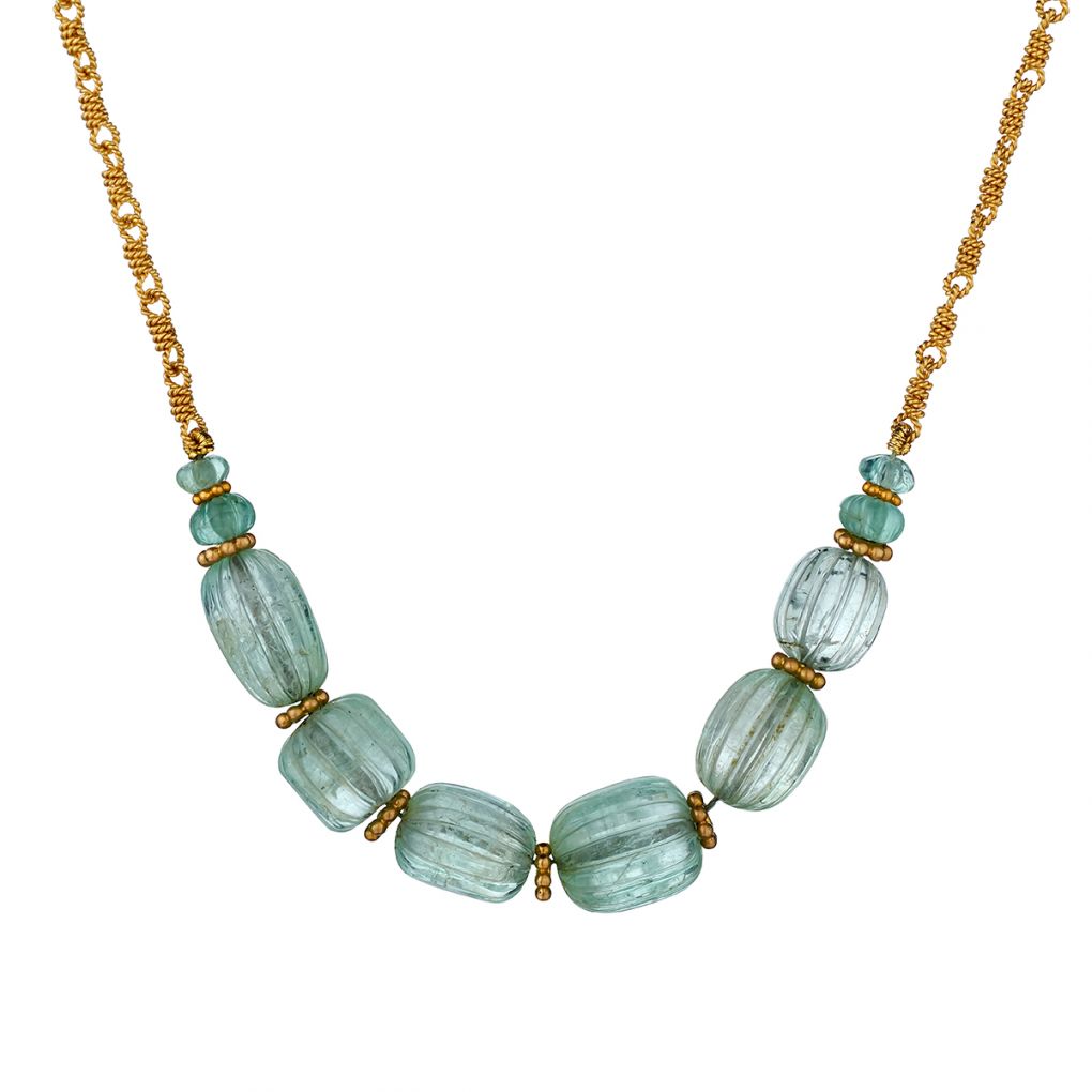 20KT REINSTEIN ROSS GOLDSMITHS CARVED BERYL NECKLACE – Van Rijk