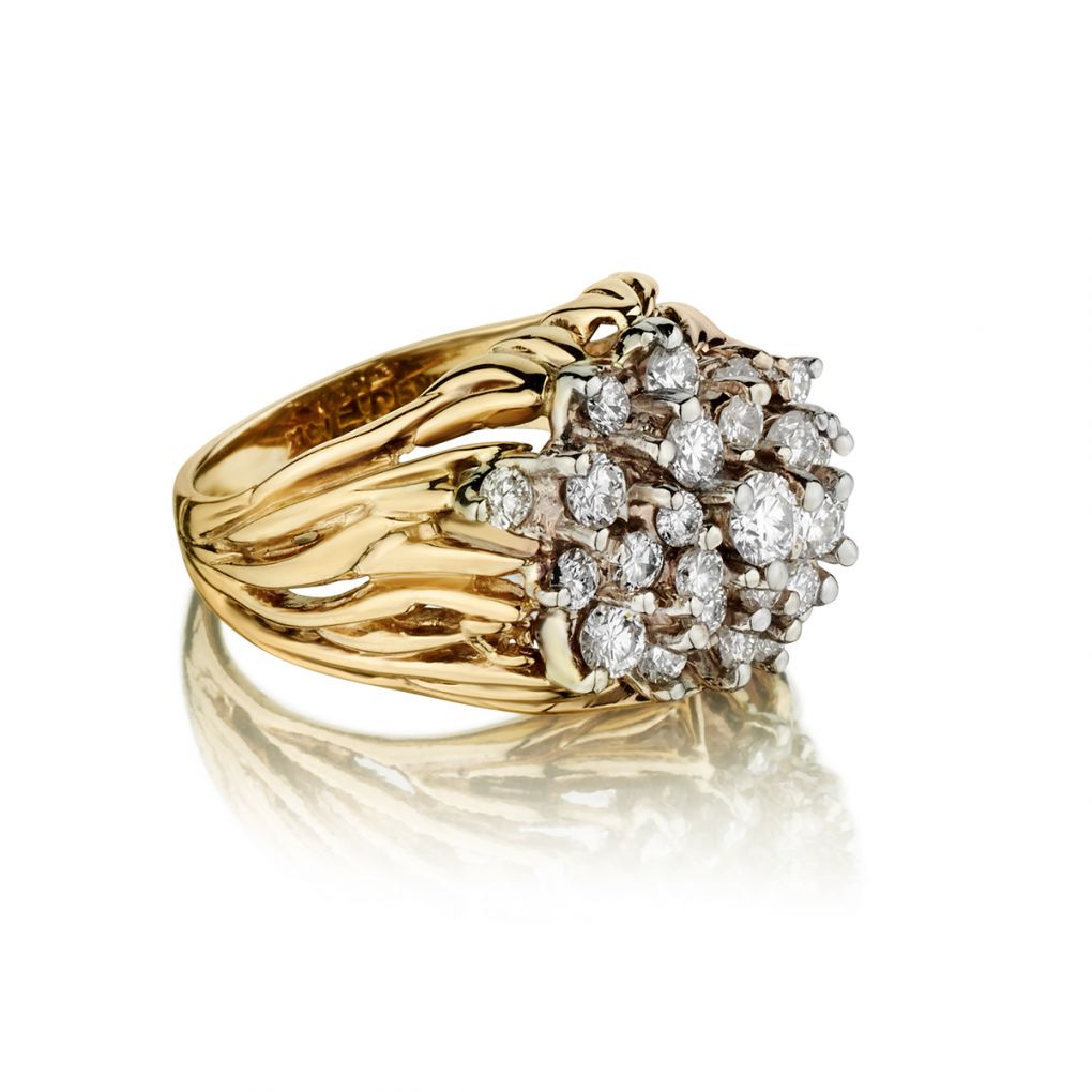 Birks 14kt Y/G Diamond Cluster featuring 1.20 Ctw Brilliant cut ...