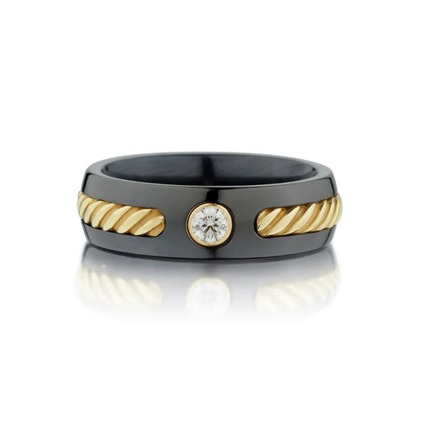 David Yurman Titanium,18kt Y/G and Brilliant Cut Diamond Mens Ring ...