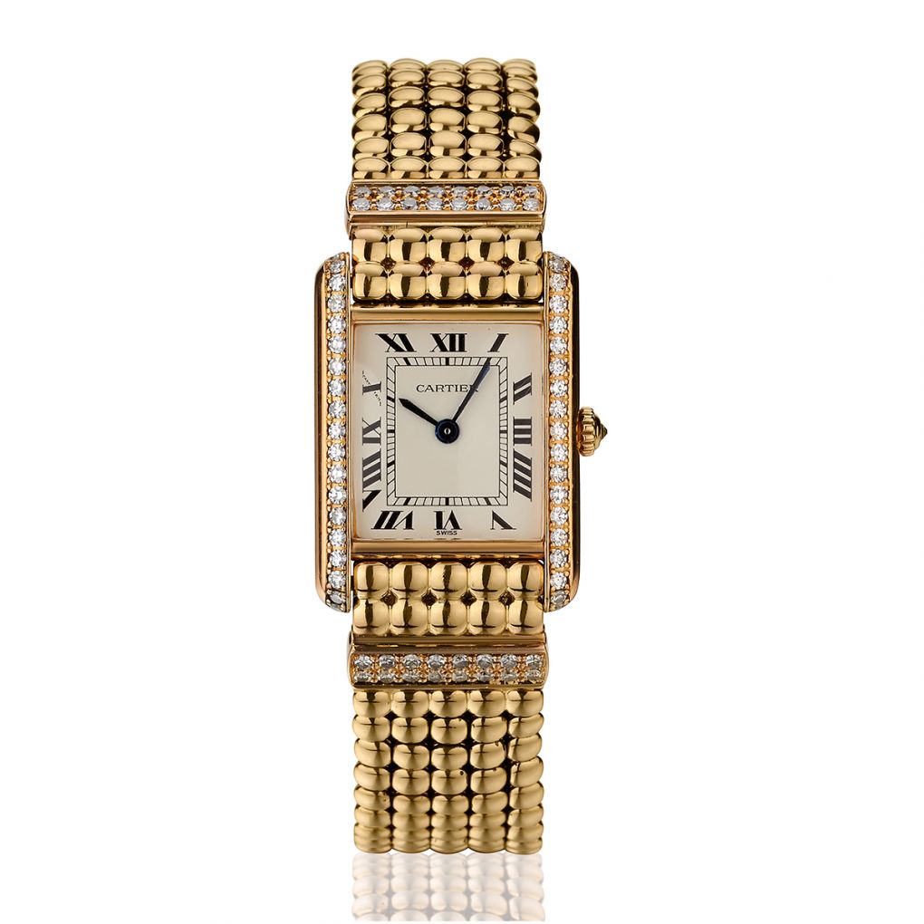 Cartier 18KT Yellow Gold Tank Louis Diamond Dress Watch – Van Rijk