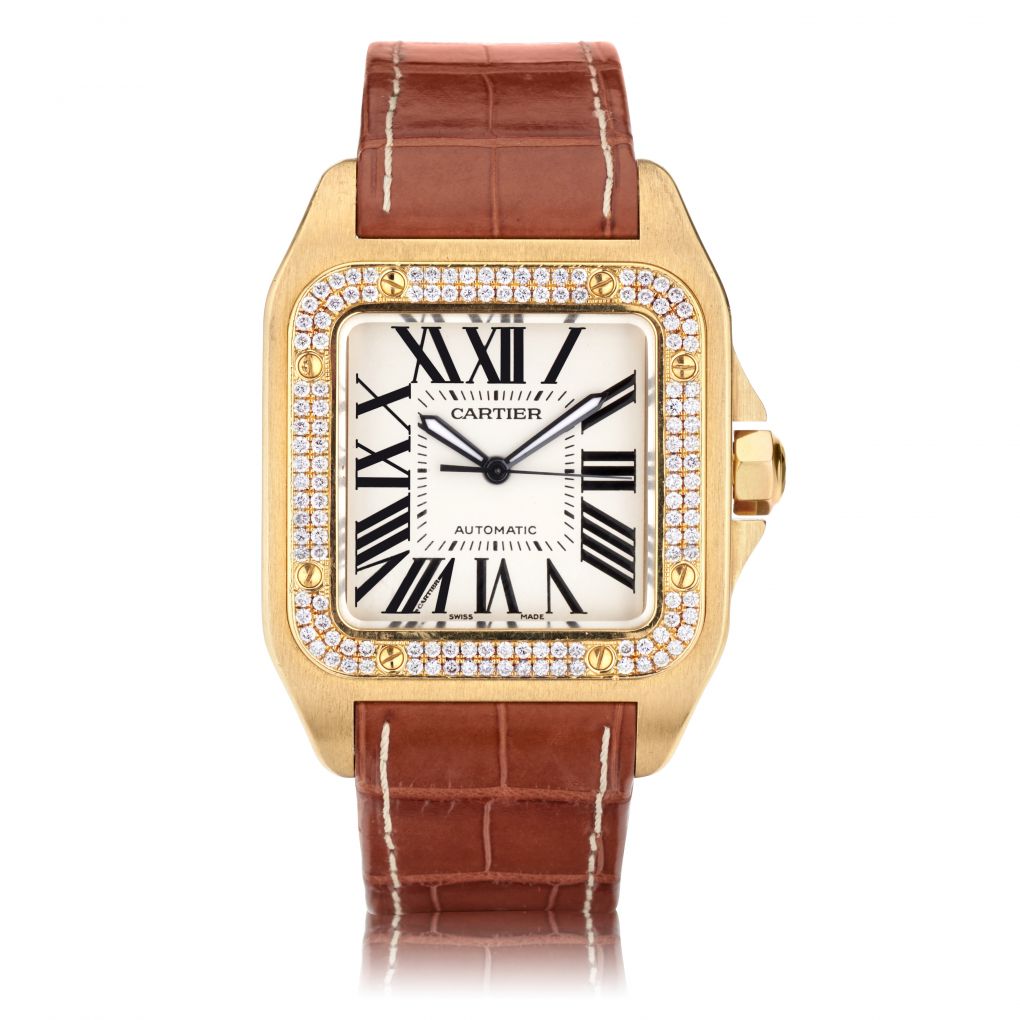 Cartier Yellow Gold And Diamond Santos 42MM Automatic Watch – Van Rijk