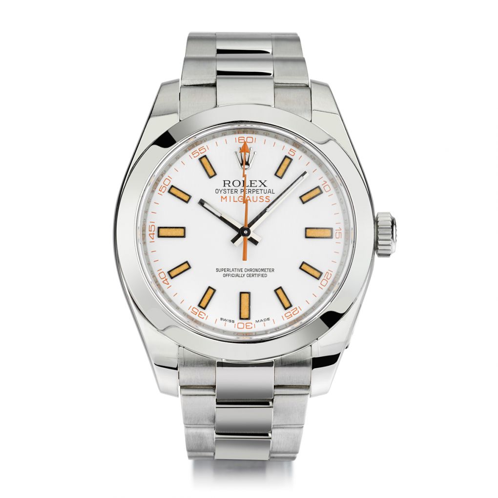 Rolex Oyster Perpetual Milgauss Stainless Steel White Dial Watch. Ref ...
