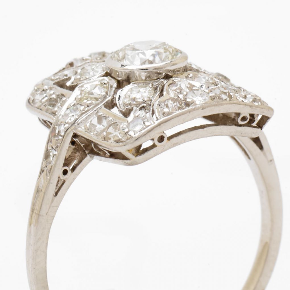 Vintage Edwardian Old-Mine Cut Diamond Platinum Ring – Van Rijk
