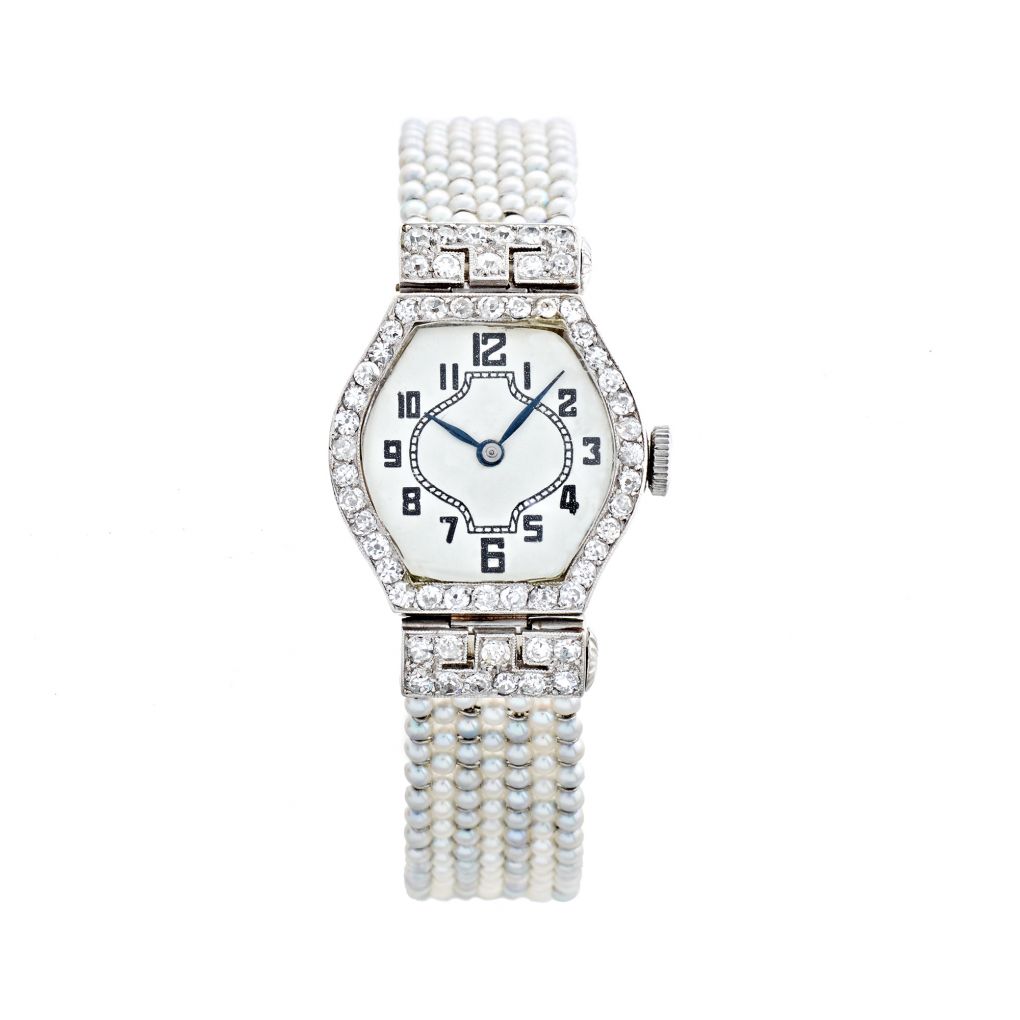 Tissot Edwardian Rose Cut Diamond, Pearl and Platinum Watch – Van Rijk
