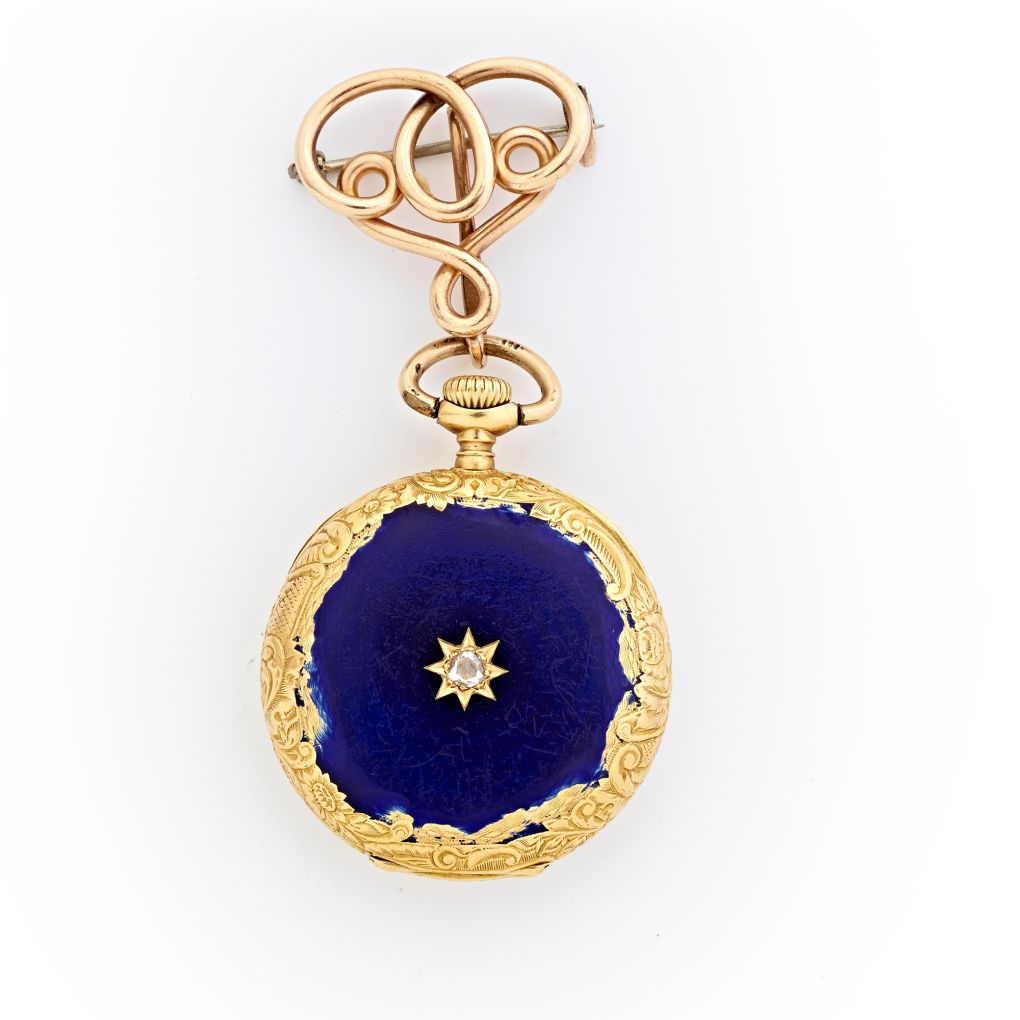 Rare Patek Philippe Vintage Enamel & Diamond Gold Pocket Watch – Van Rijk
