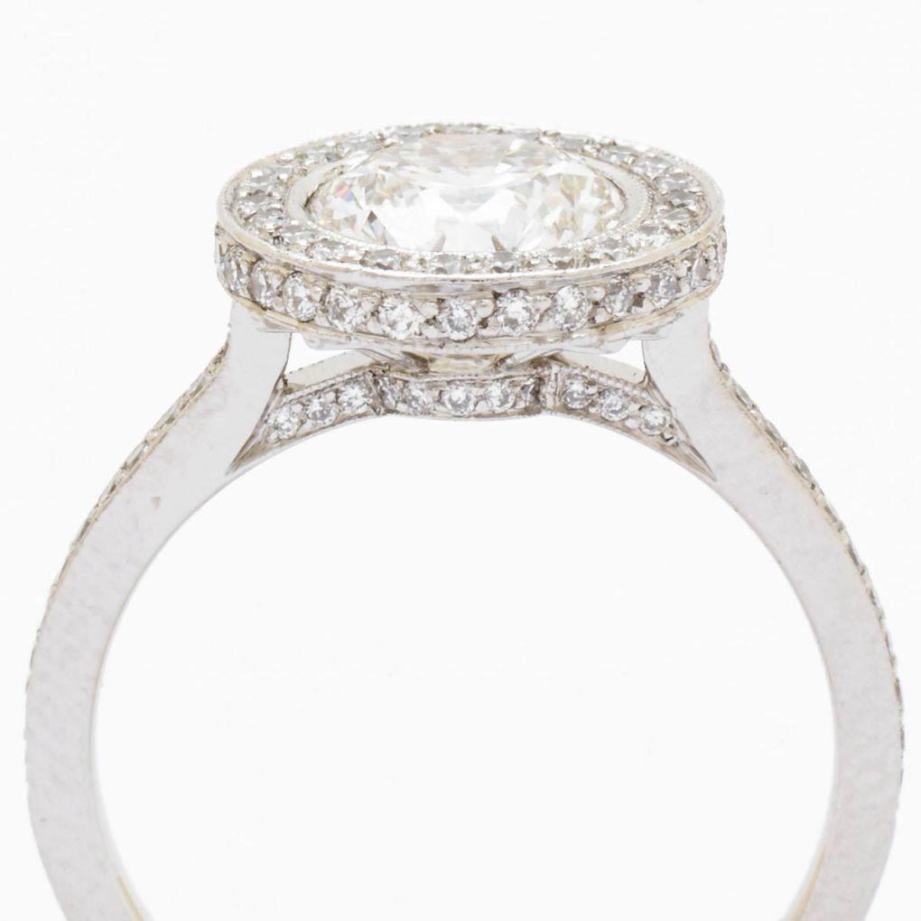 1.40 Carat Round Brilliant Cut Diamond Halo Set Ring – Van Rijk