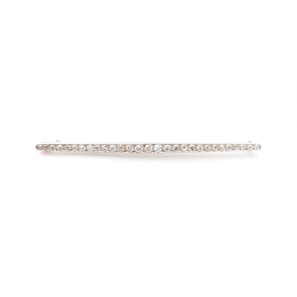 Vintage 3.50 Carat Mine Cut Diamond & Platinum Bar Brooch – Van Rijk