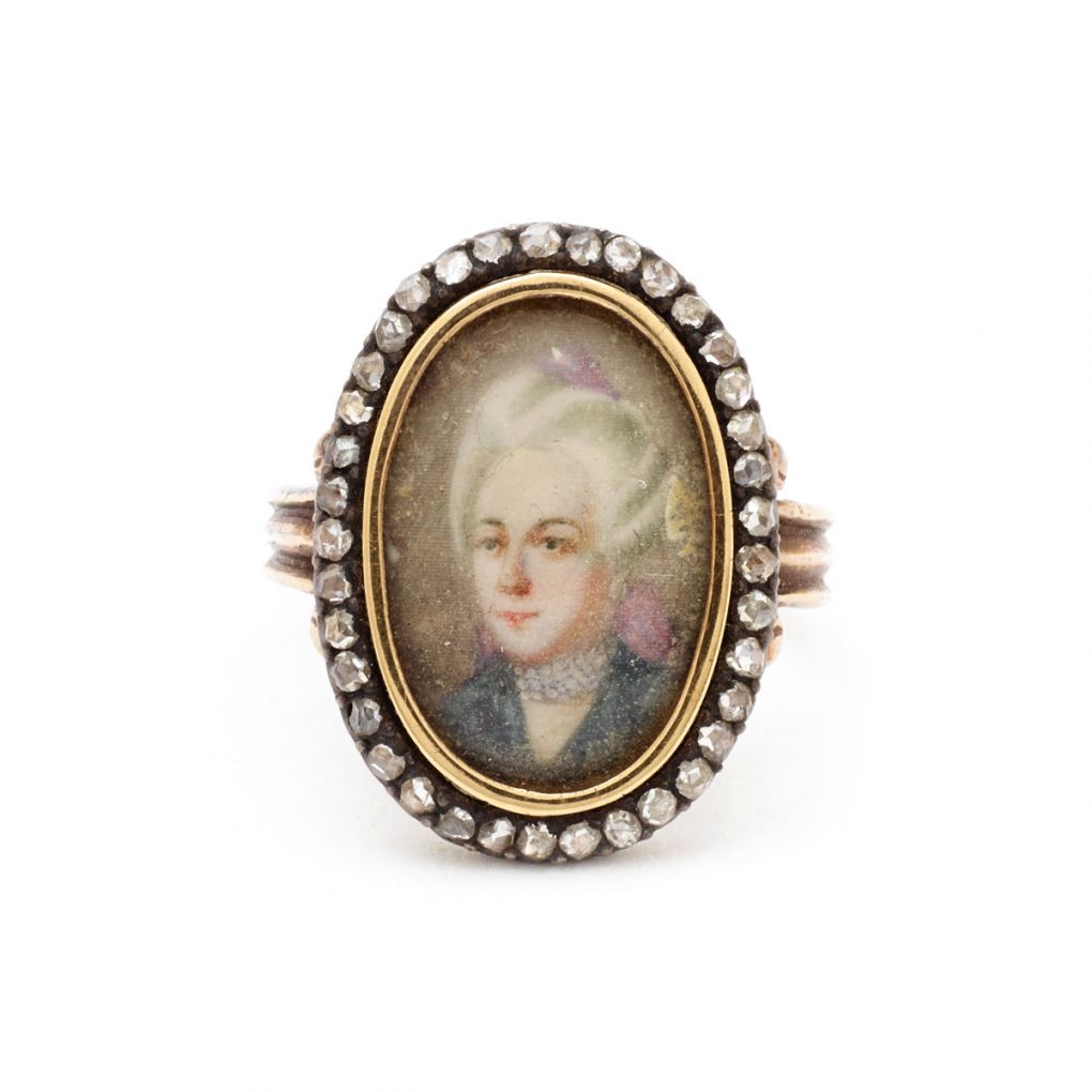 Rare!!Vintage Georgian Diamond, Yellow Gold & Silver Portrait Ring ...