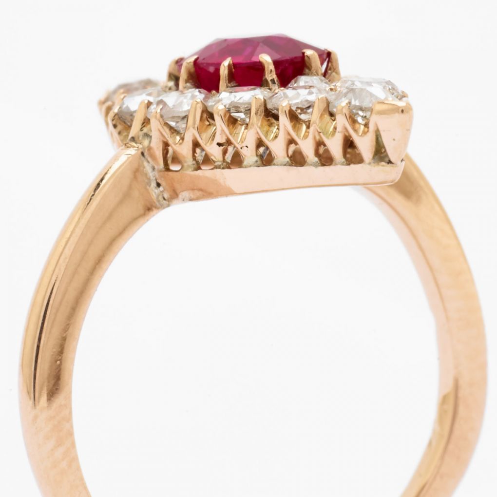 Vintage Oval Shaped Ruby and Old-Mine Cut Diamond Ring – Van Rijk